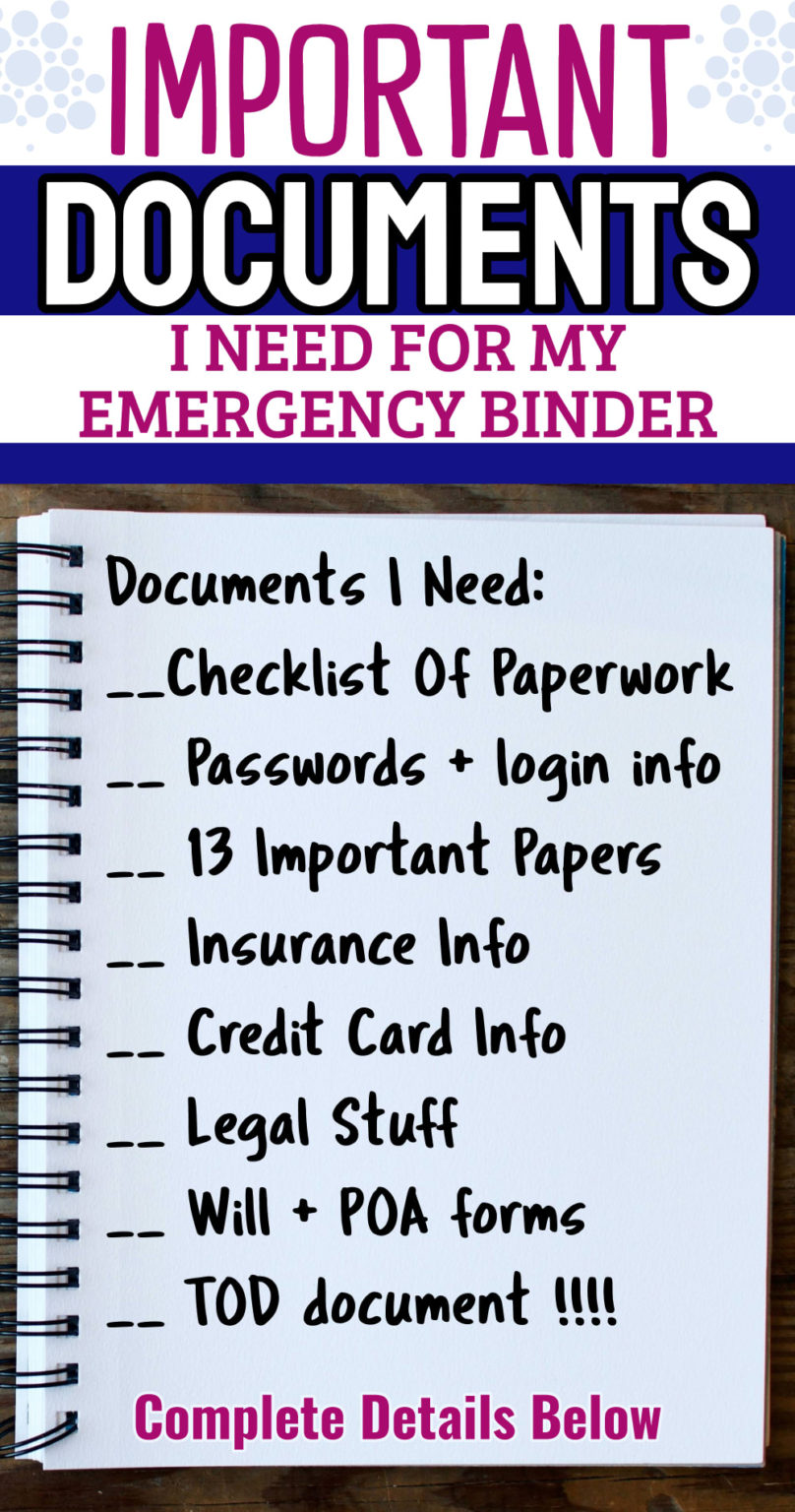 Important Documents Binder Checklist and Printable Organizer PDF Worksheets